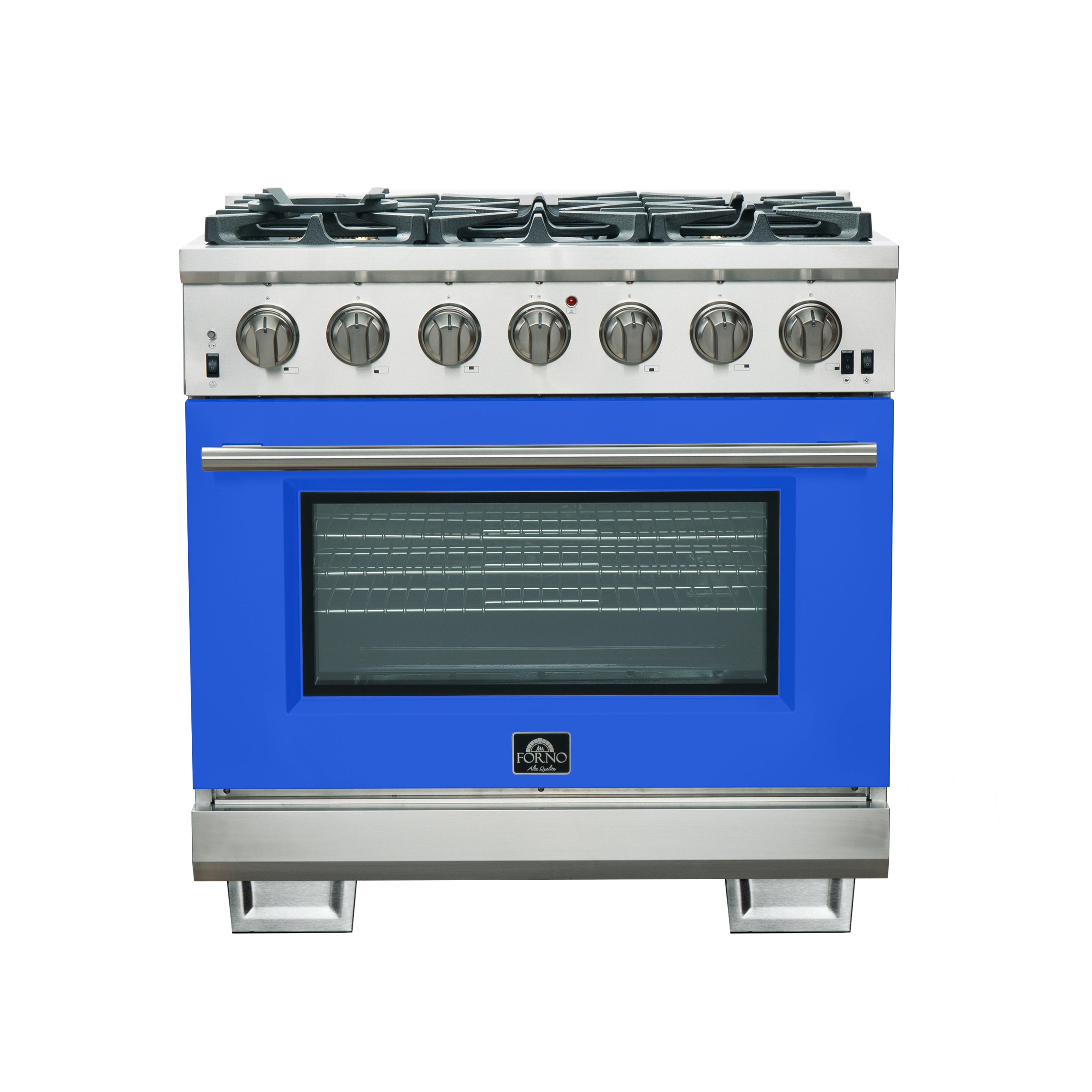 Forno Capriasca 36-Inch Gas Range, Stainless Steel, 6 Brass Burners, 1 ...